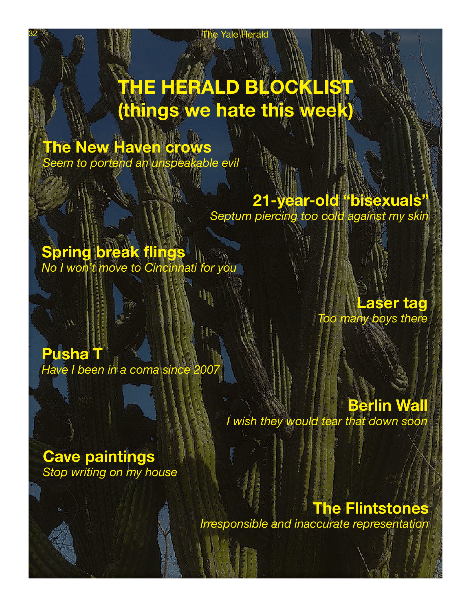 Blocklist (April 3rd, 2023) – The Yale Herald