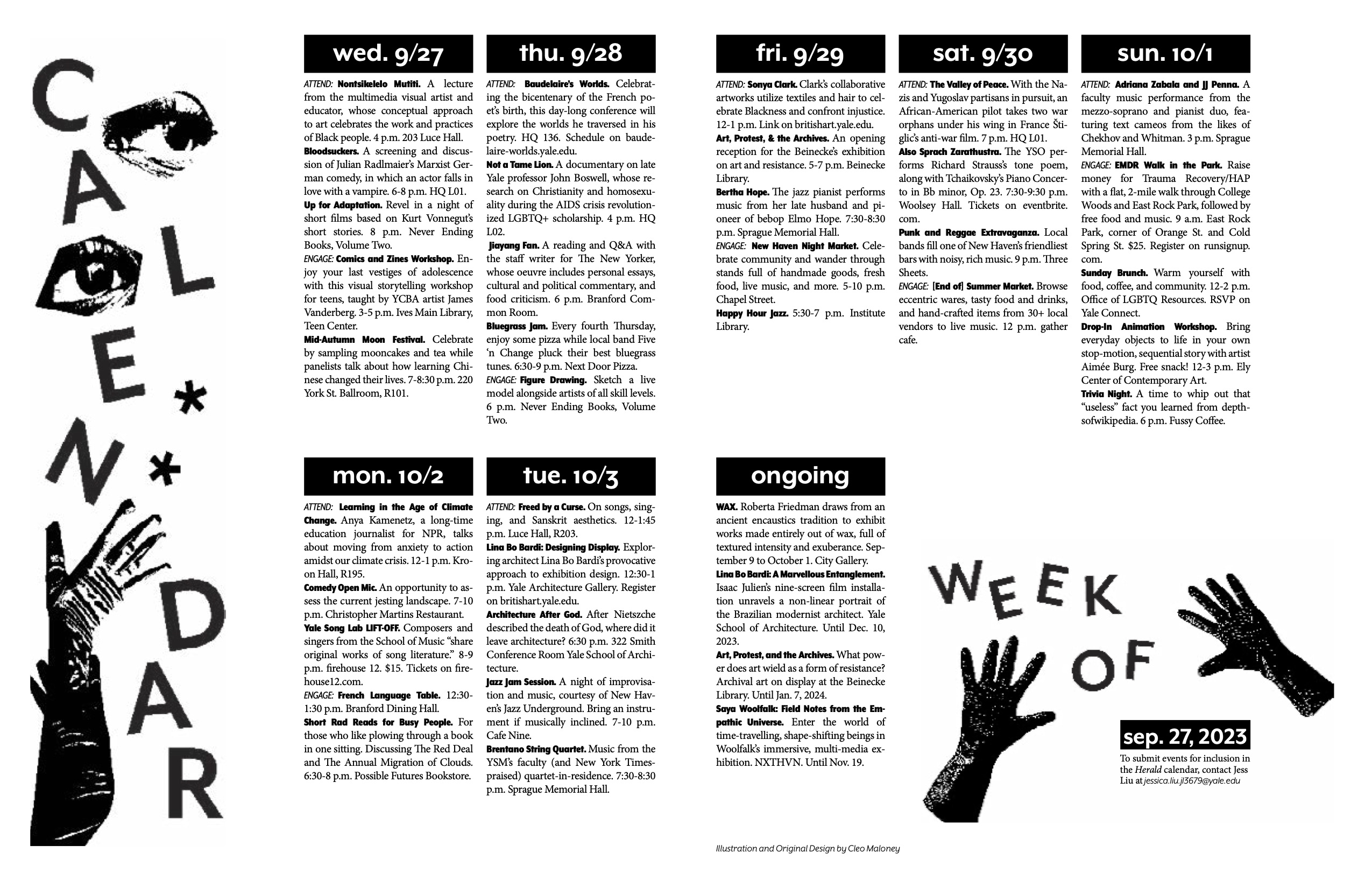 Calendar (September 24th, 2023) – The Yale Herald